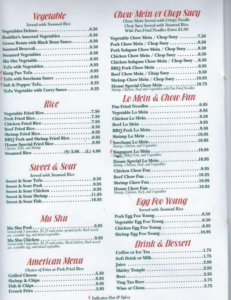 Menu at China Star Chinese Restaurant, Portland