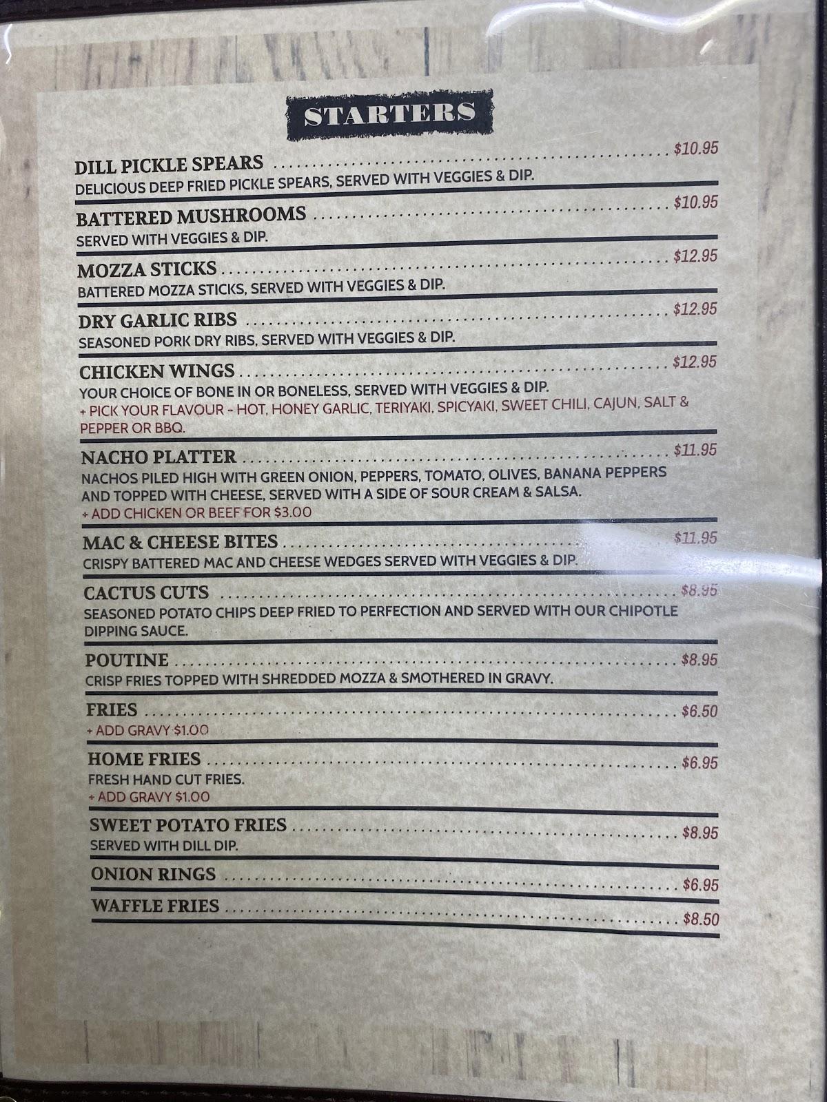 Menu at Feedlot Cafe, DeBolt