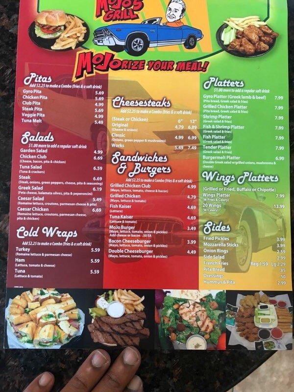 Menu at Mojo's Grill pub & bar, Garner, Timber Dr