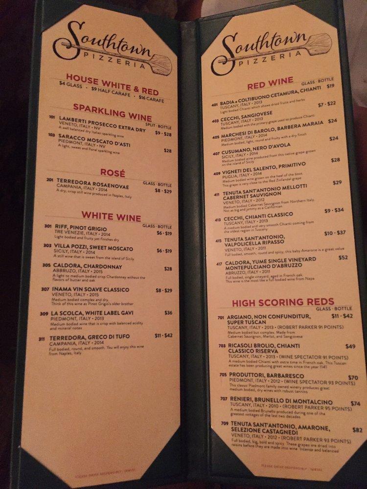 Menu at Southtown Pizzeria, Italian Cuisine, San Antonio, 728 S Presa St