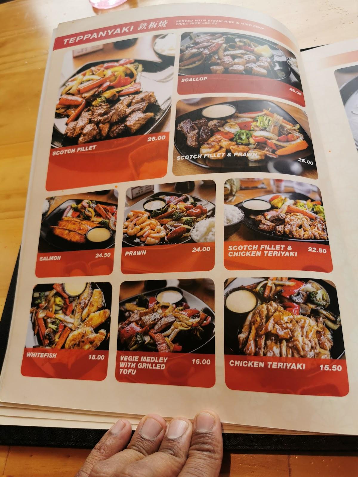 Menu at Aburi House restaurant, Southern River