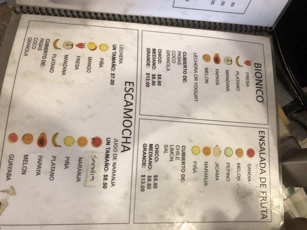 Menu at Cascada Refrescante pub & bar, Los Angeles