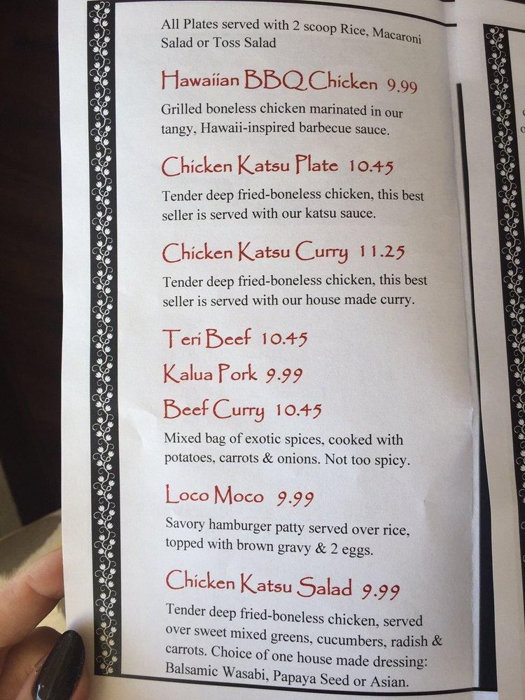 Menu at Island Plate Lunch restaurant, Tucson, N Campbell Ave