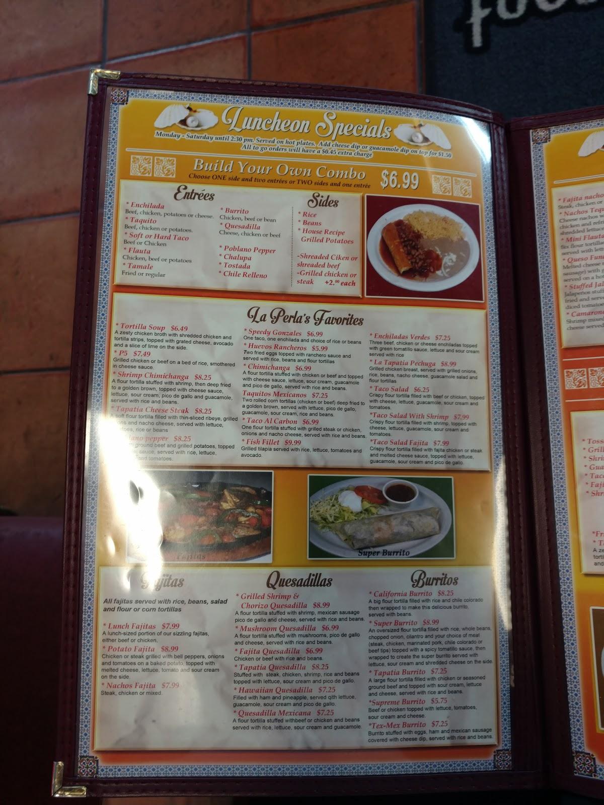 Menu at La Perla Tapatia restaurant, Collierville, W Poplar Ave #0619
