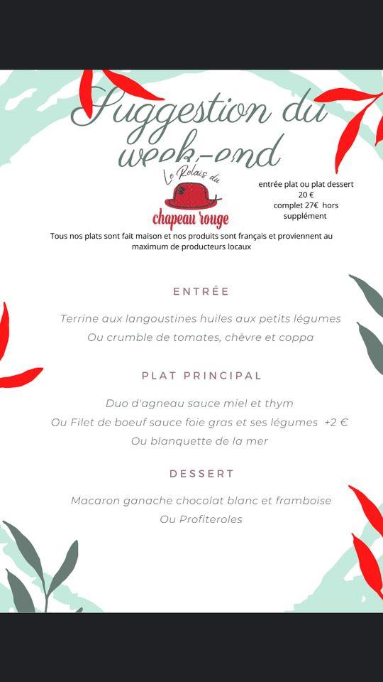 Menu au Le Relais du Chapeau Rouge restaurant, Vibraye