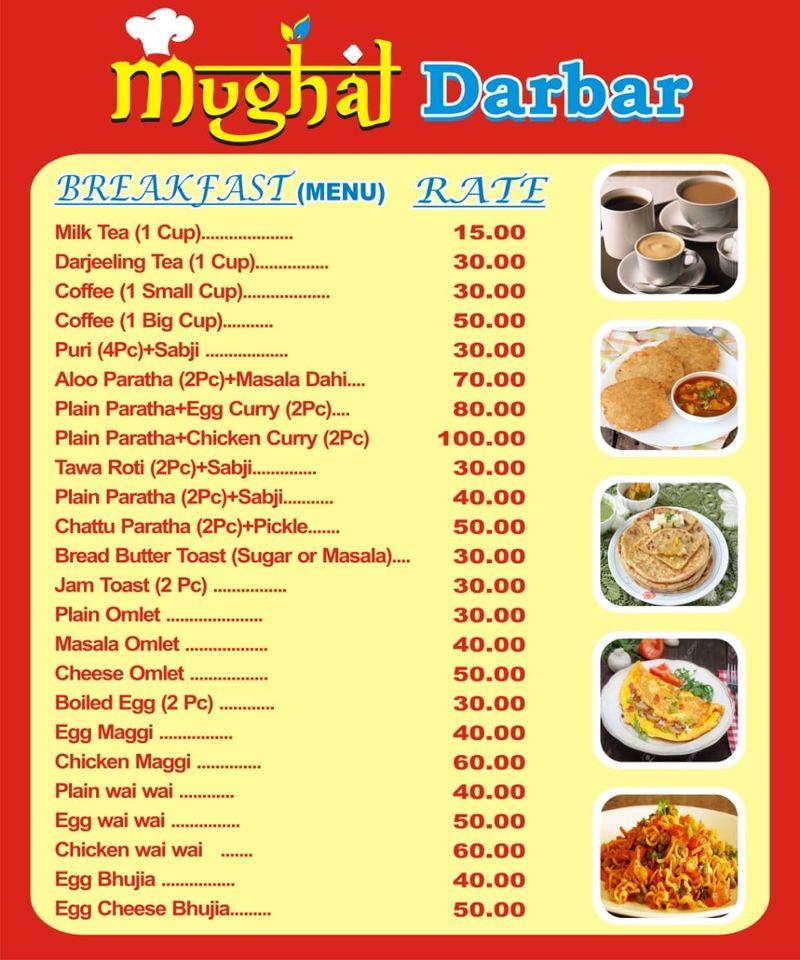 Menu at Mughal Darbar, Siliguri, 23