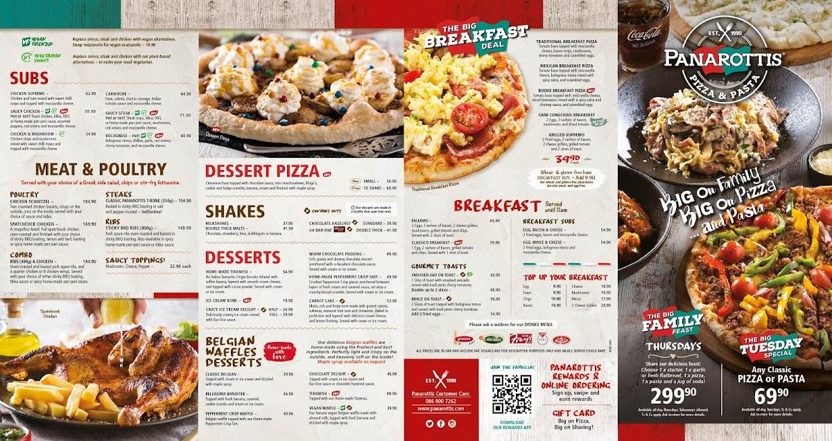 Menu at Panarottis Alberton restaurant, New Redruth, Shop 43