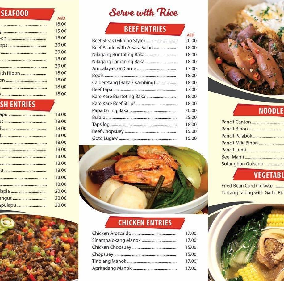 Menu at Root Cafe Pinoy food Al Ain, Al Ain