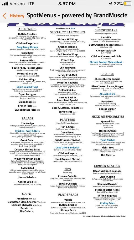 Menu at Yesterday's Creekside Tavern pub & bar, Marmora