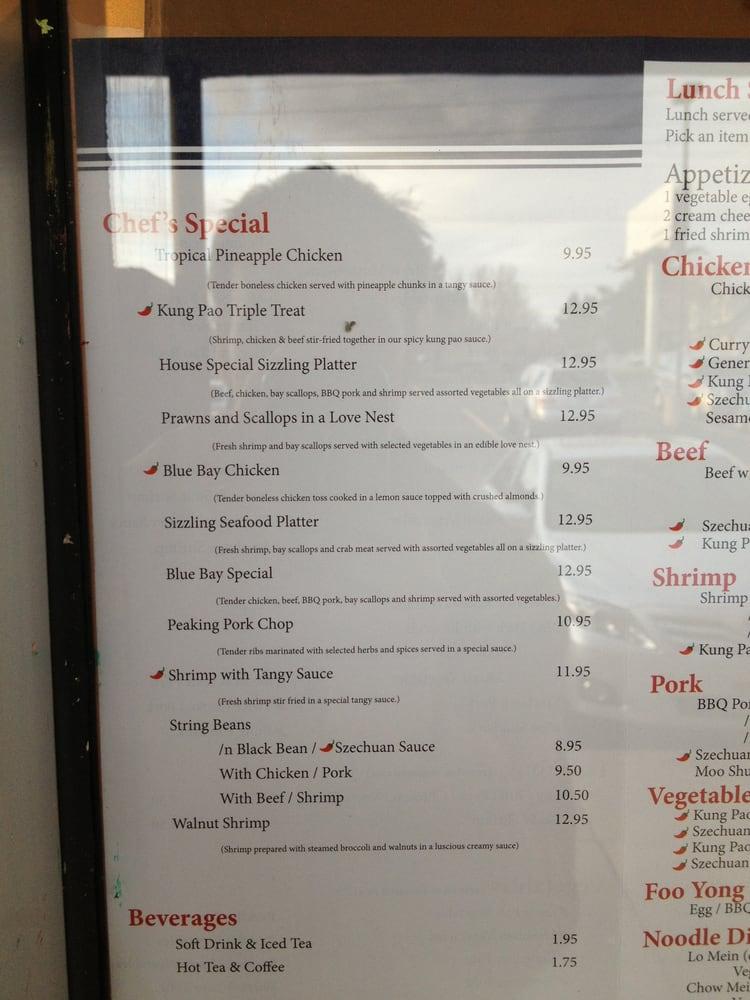 Menu at Blue Bay Chinese Cuisine restaurant, Cottonwood Heights