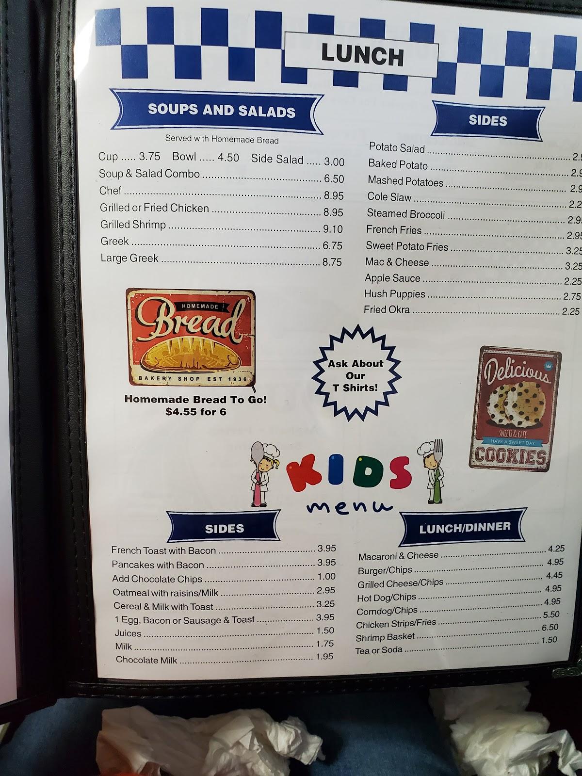Menu at Colee's restaurant, Palatka