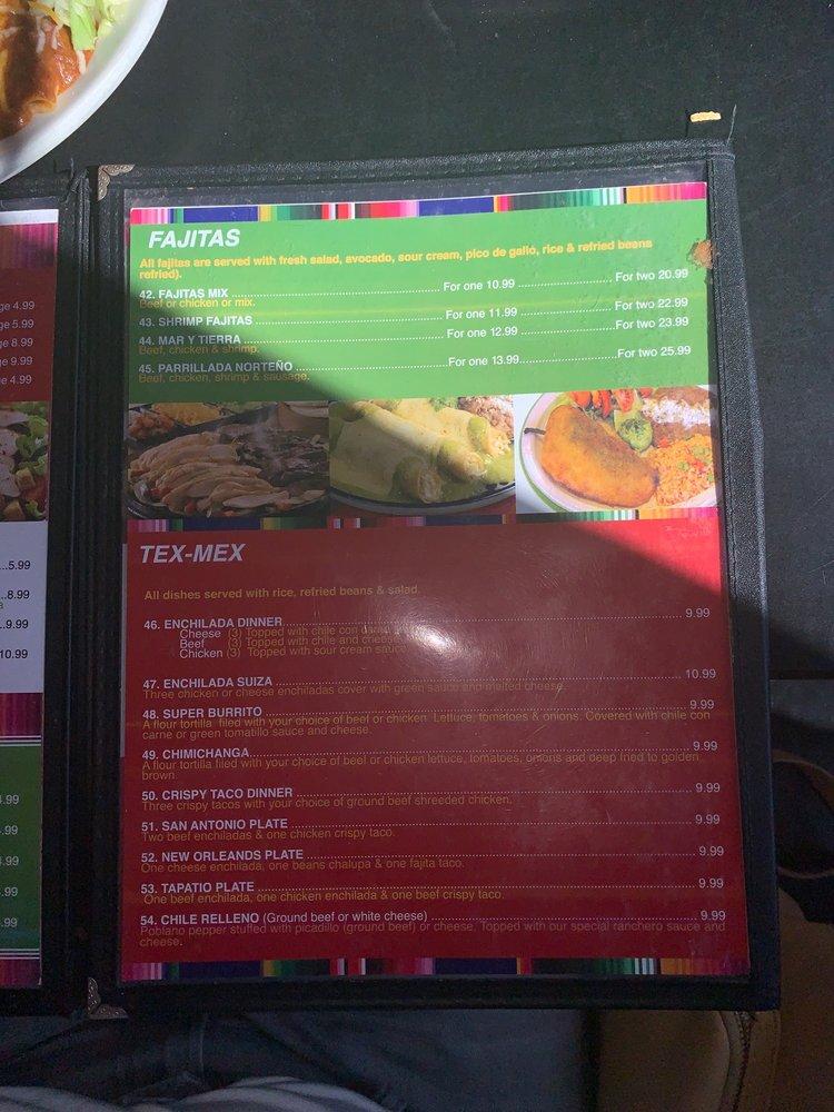 Menu at El Norteño Restaurant, Tyler