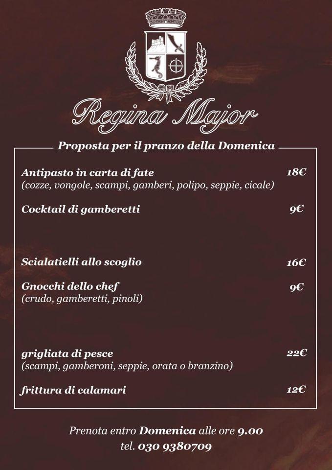 Menu at Ristorante Pizzeria Regina Major, Manerbio