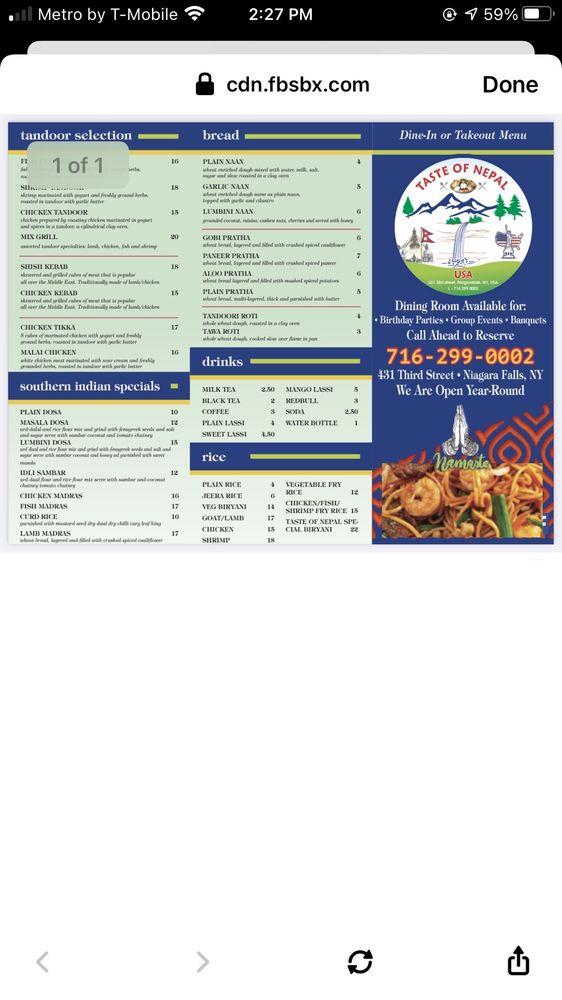 Menu at Good Luck Restaurant, Niagara Falls