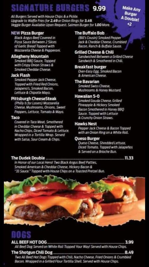 Menu at Harpers Grill restaurant, Ford City
