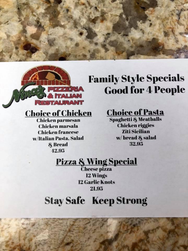 Menu at Nina's Pizzeria & Italian Restaurant, Chittenango