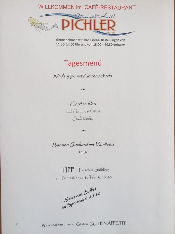 Speisekarte von Restaurant & Strandhotel Pichler, Seeboden
