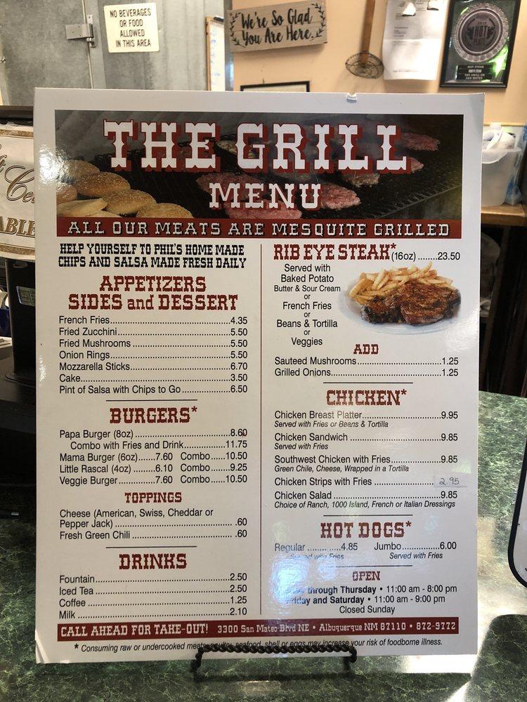 Menu at The Grill on San Mateo steakhouse, Albuquerque, San Mateo Blvd ...