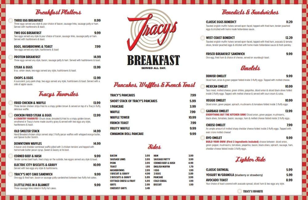Menu at Tracy's Family Restaurant, Great Falls
