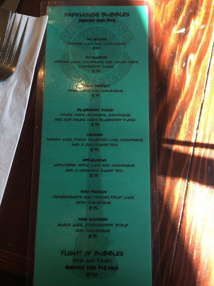 Menu at Parkhouse Eatery pub & bar, San Diego