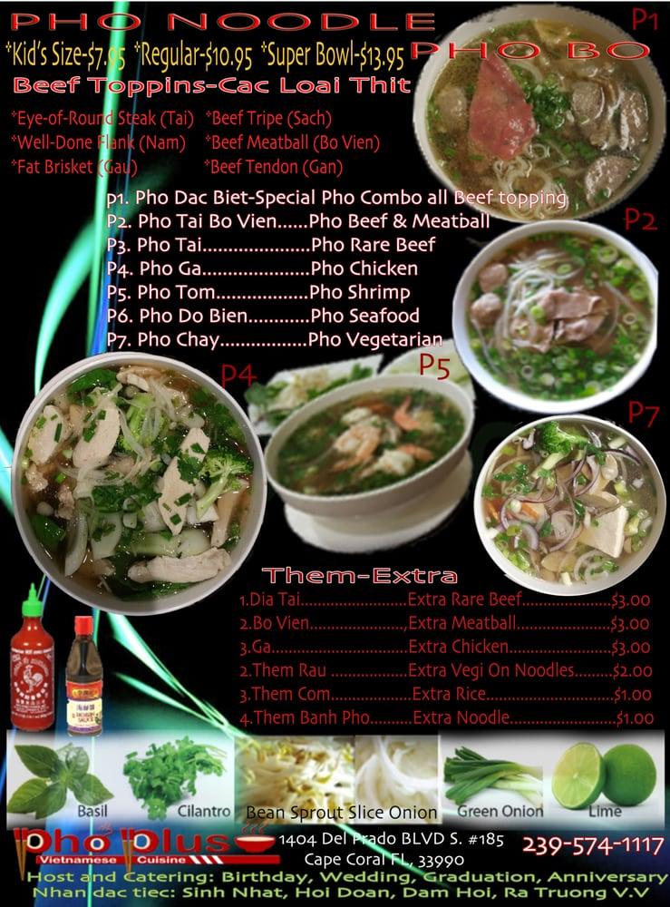 Menu at Pho Plus, Cape Coral, Del Prado Blvd S