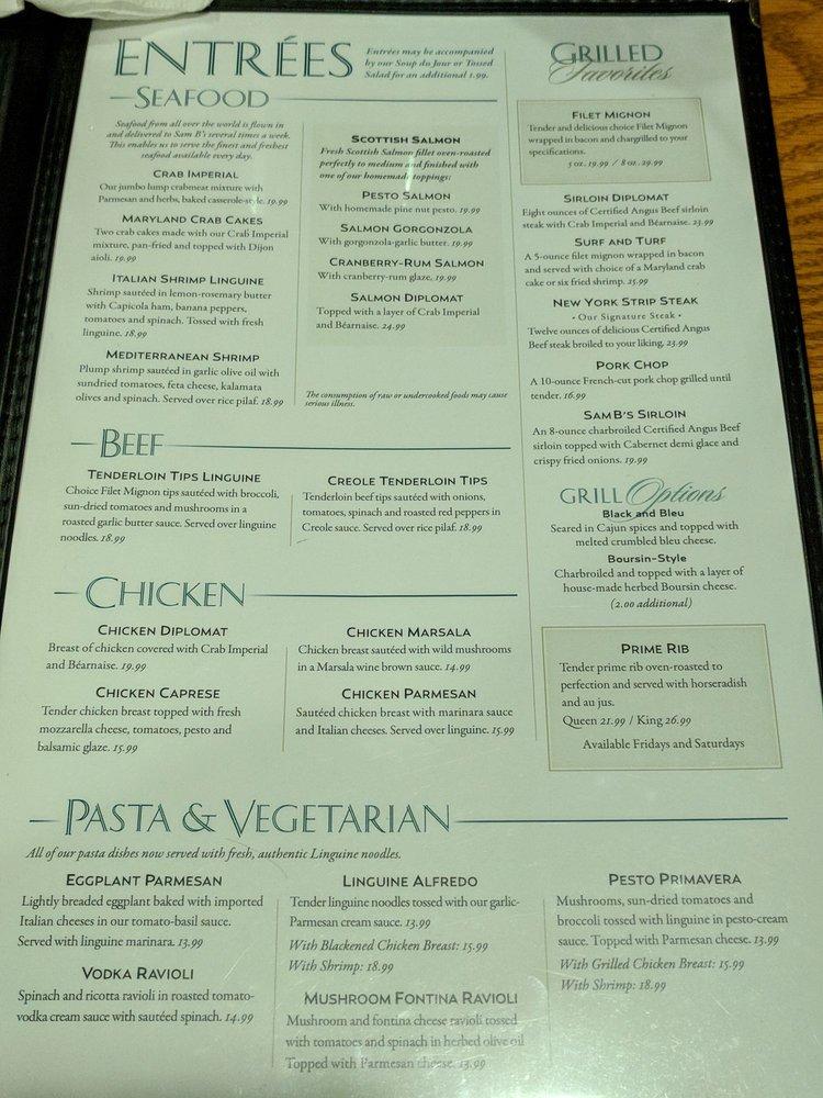 Menu at SamB's Restaurant, Bowling Green, 163 S Main St