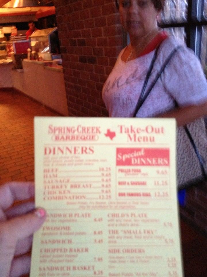 Menu at Spring Creek Barbeque, McKinney, N Central Expy