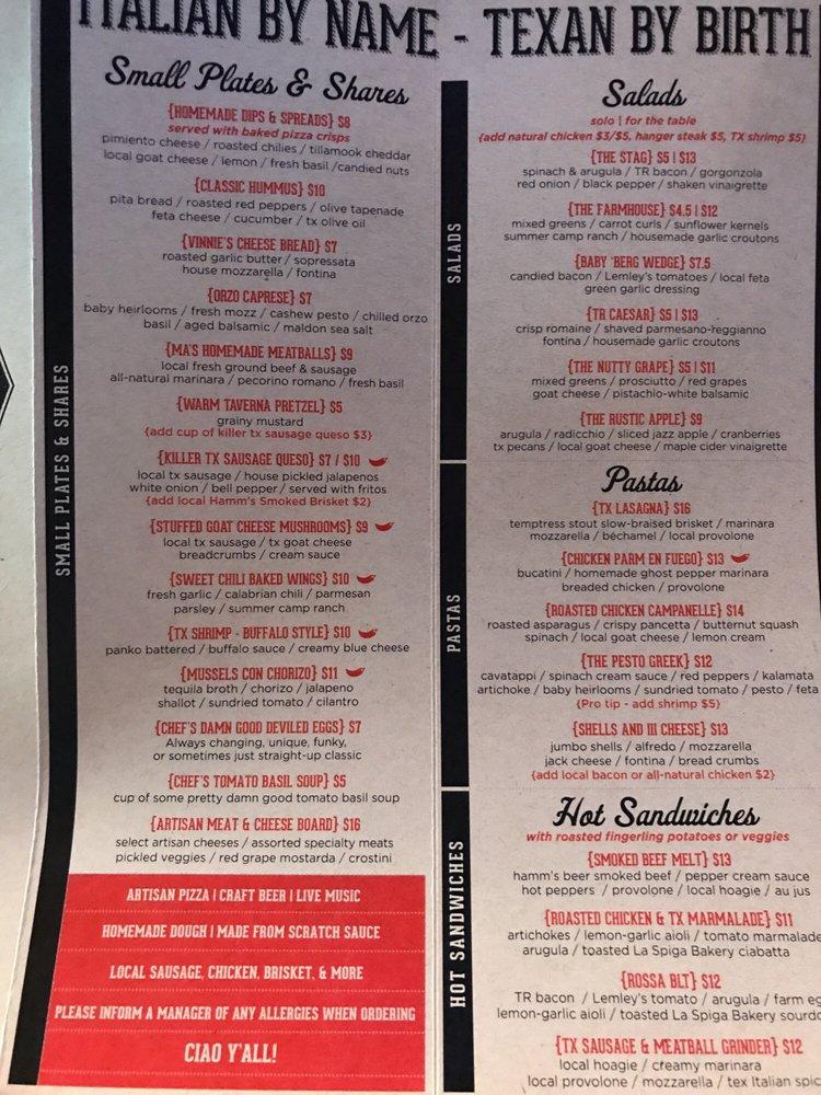 Menu at Taverna Rossa pub & bar, Plano
