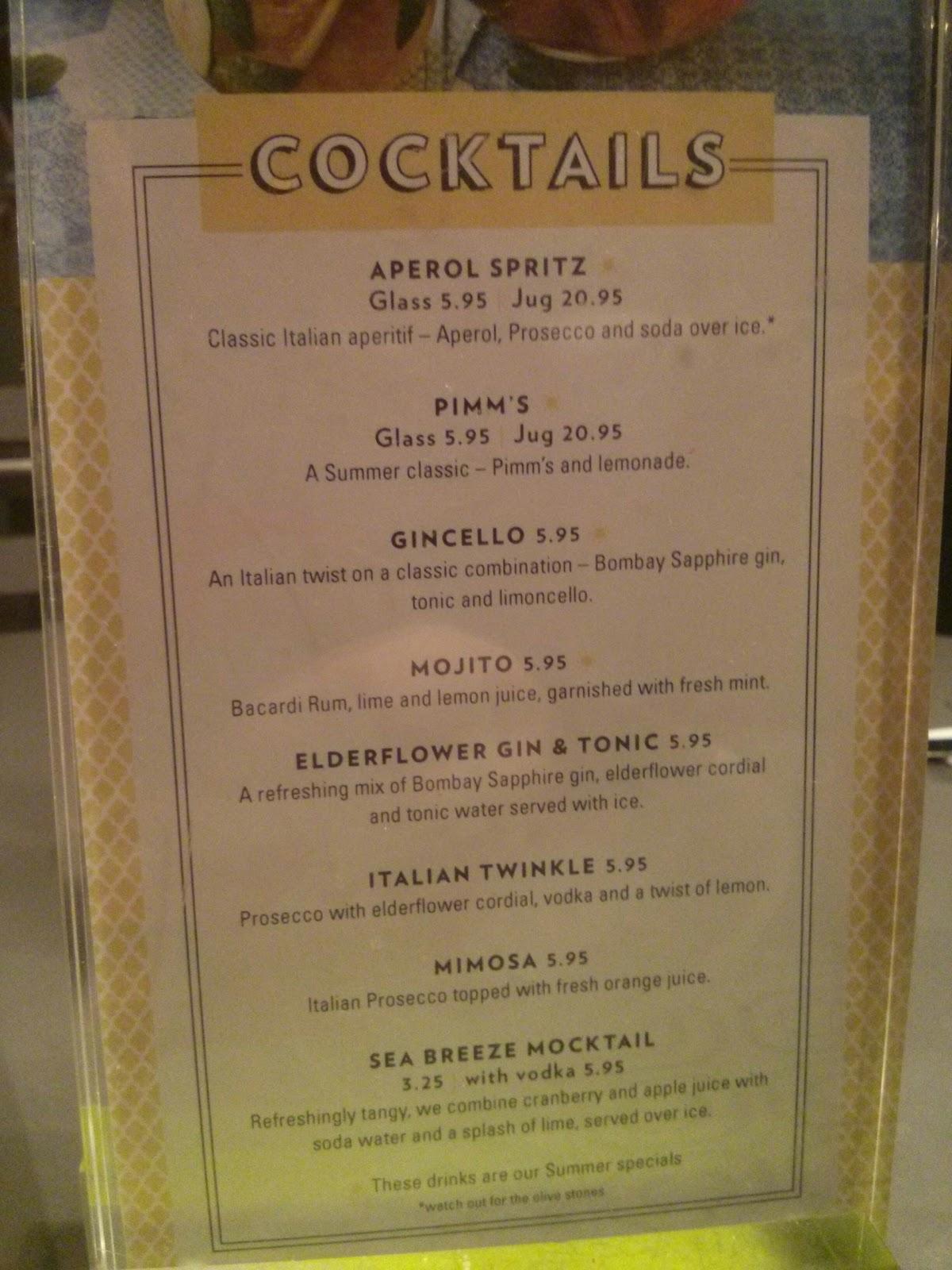 Menu at ASK Italian pizzeria, Winchester