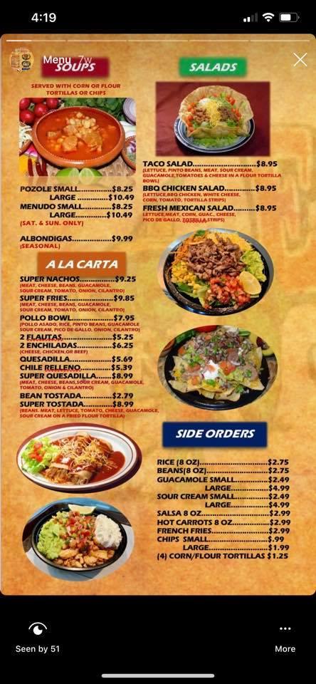 Menu at El Ranchito Taco Shop restaurant, Hemet, 256 E Stetson Ave