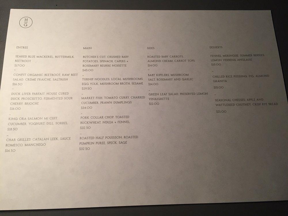 Menu at Higher Ground cafe, Melbourne