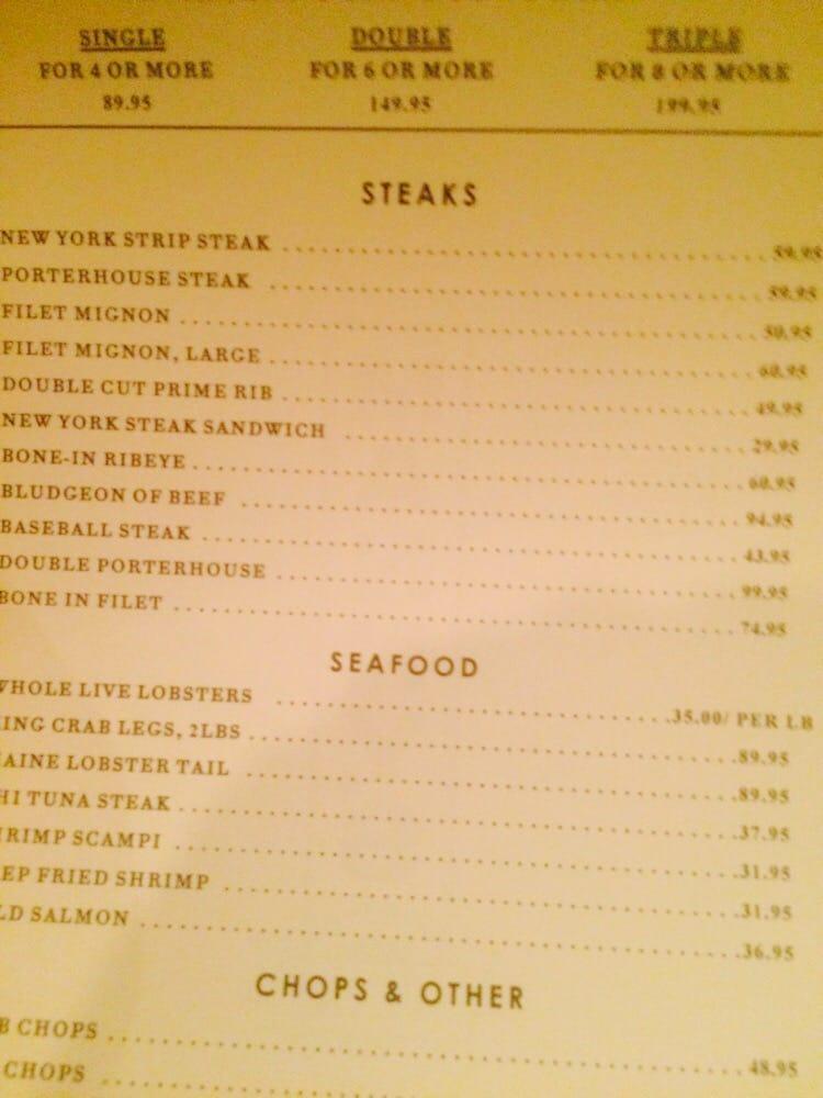 Menu at Manny's Steakhouse, Minneapolis, 825 S Marquette Ave
