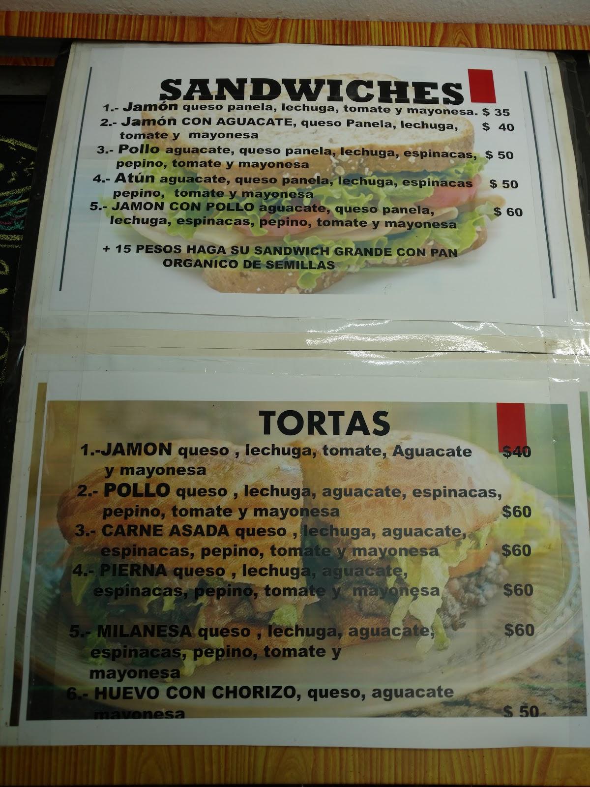 Menu at Nutri-Jugos cafe, Tijuana