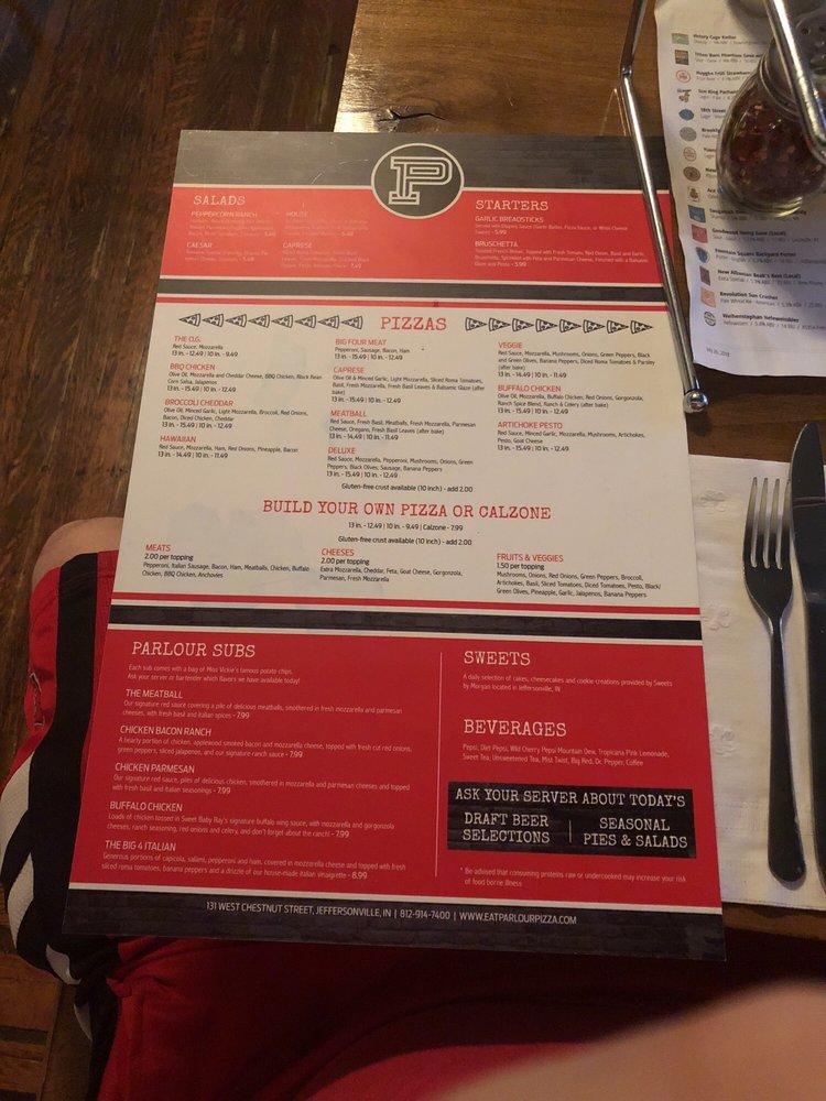 Menu at PARLOUR pub & bar, Jeffersonville, 131 W Chestnut St