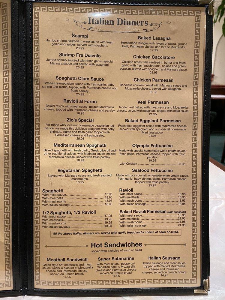 Menu at Pizza Olympia pizzeria, Anchorage, Spenard Rd