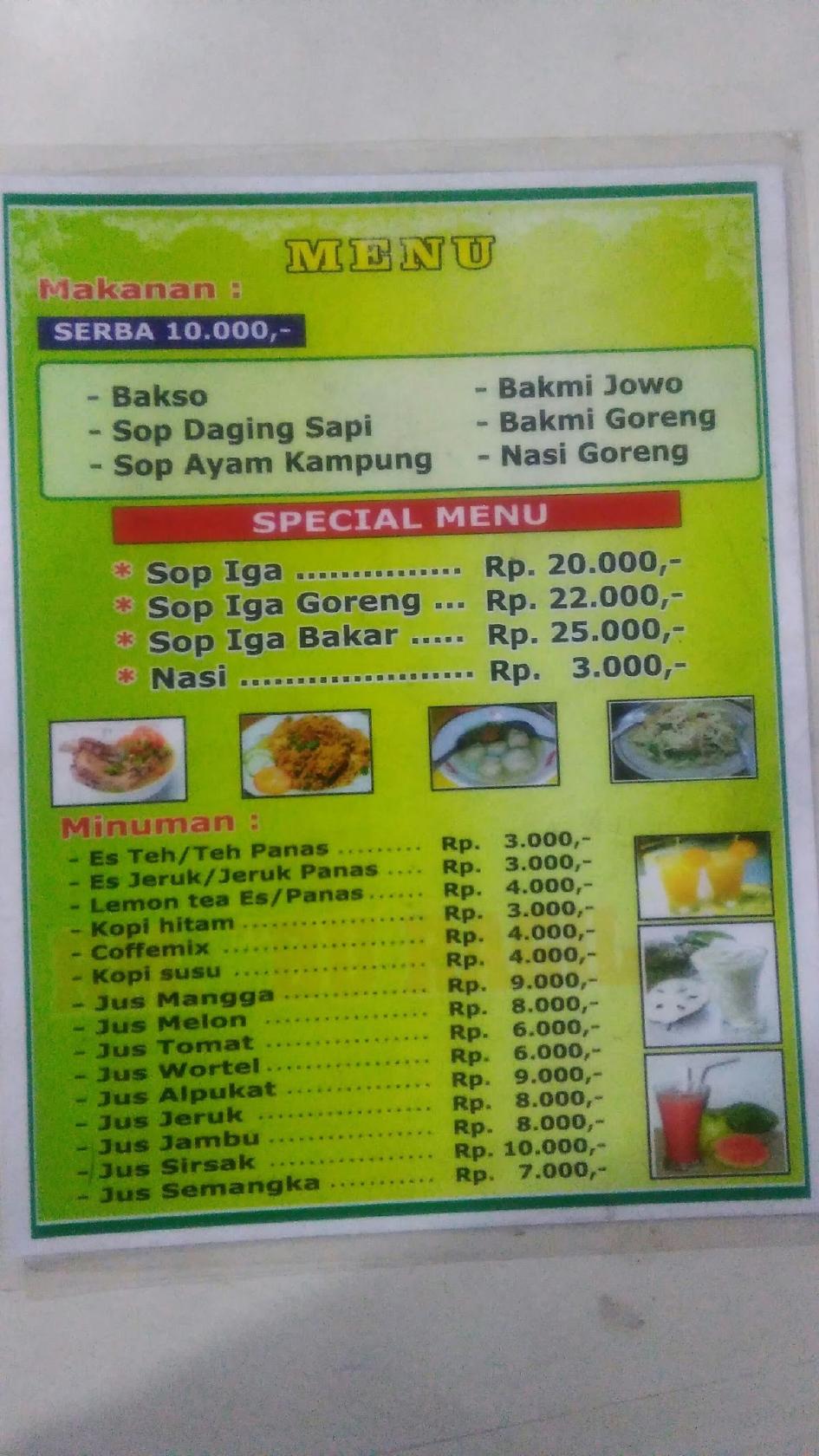 Menu at Sop Iga Dan Sop Ayam Bu Ragil, Tamanmartani
