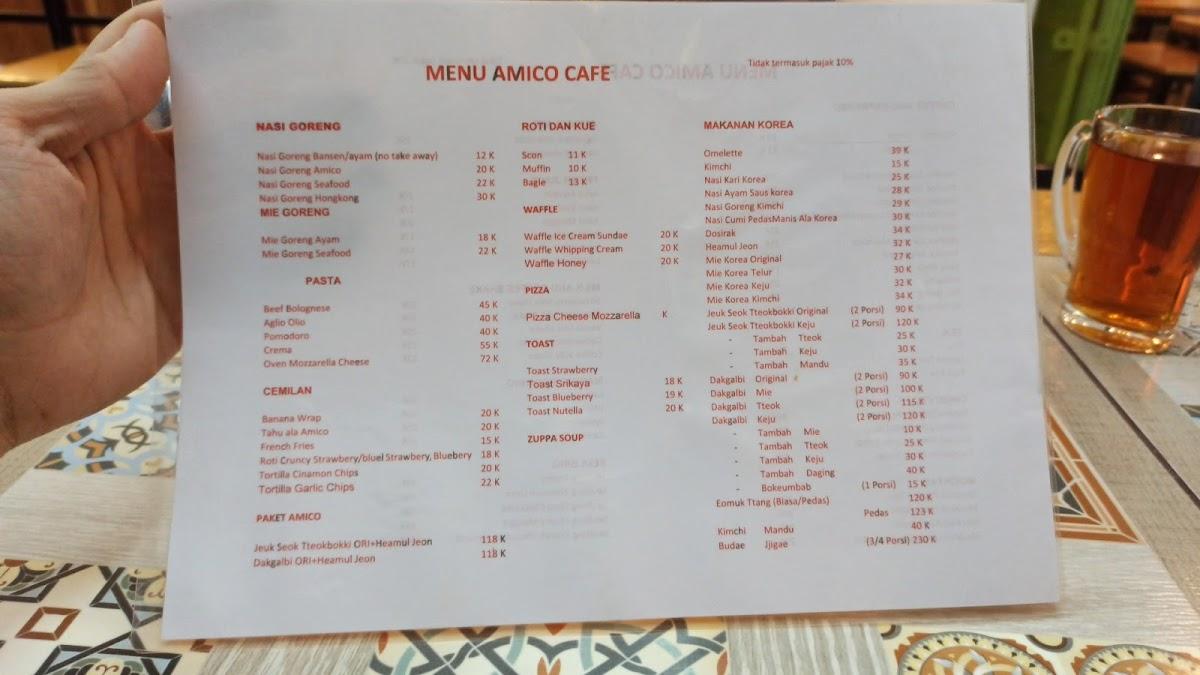 Menu at Cafe Amico, Palembang
