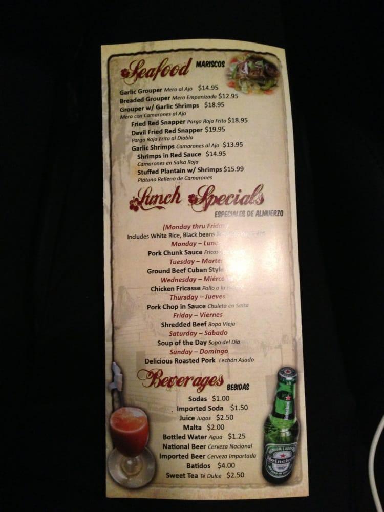 Menu at El Bohio Cuban Restaurant, Lantana, 101 S 3rd St