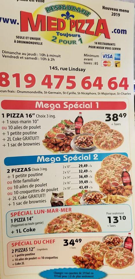 Menu at MED Pizza - Drummondville restaurant, Drummondville