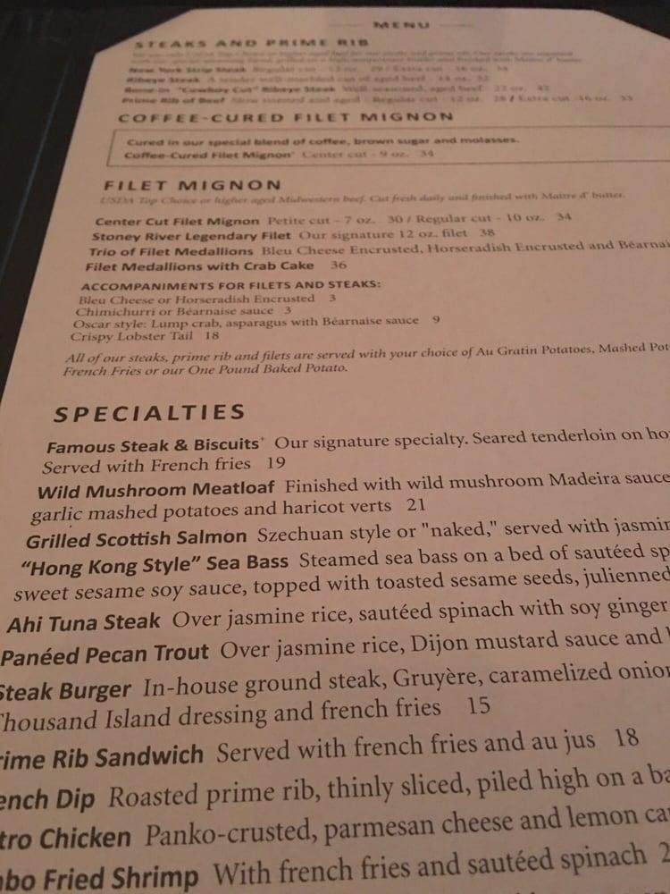 Menu at Stoney River Steakhouse and Grill, Louisville