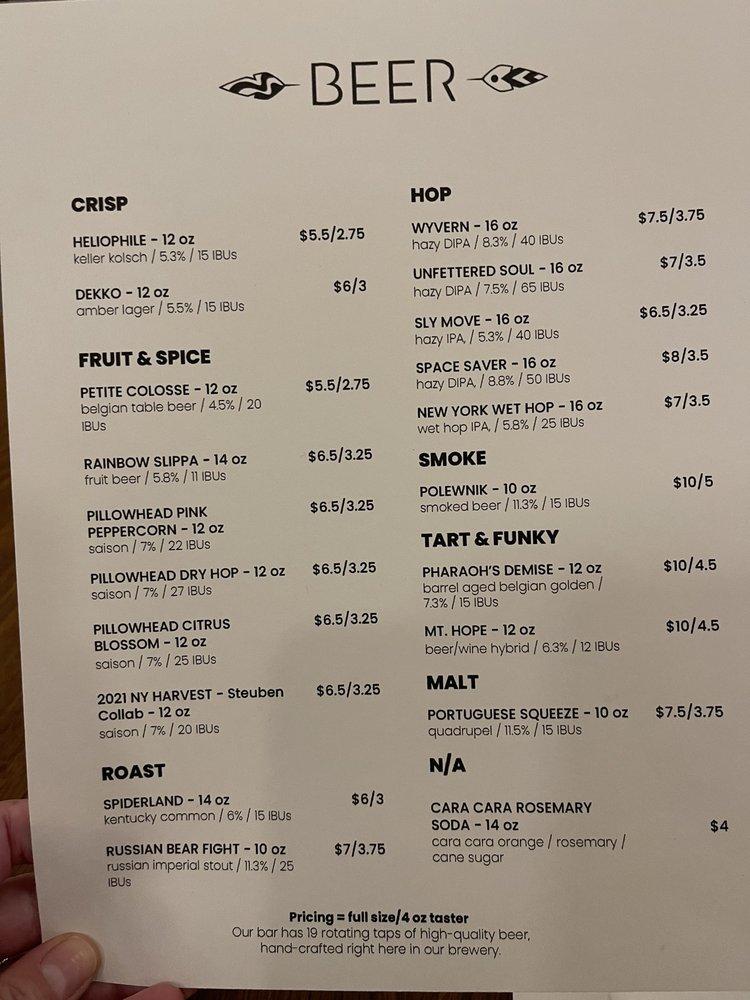 Menu at Strangebird pizzeria, Rochester