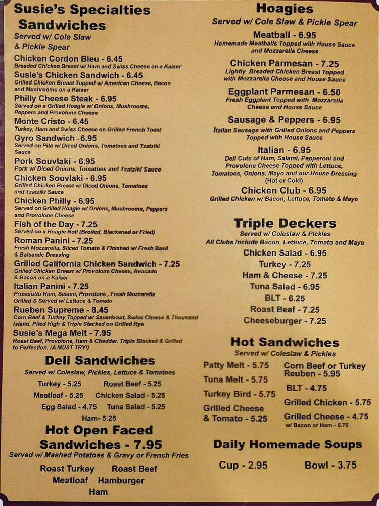 Menu at Susie's Grill pub & bar, Spring Hill