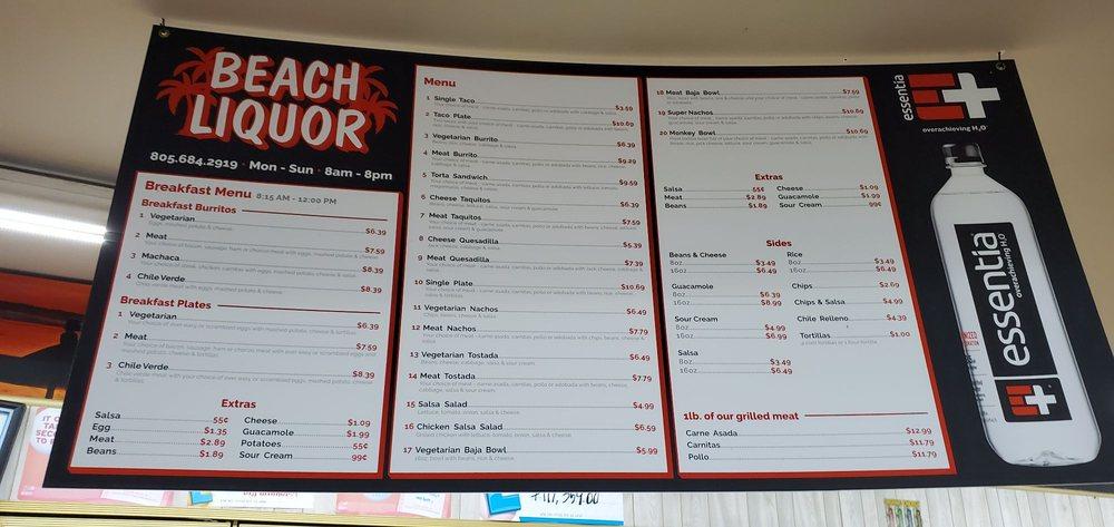 Menu at Taco's To Go restaurant, Carpinteria