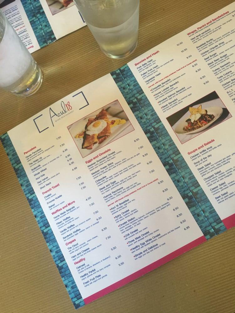 Menu at Azul 18 restaurant, Chicago