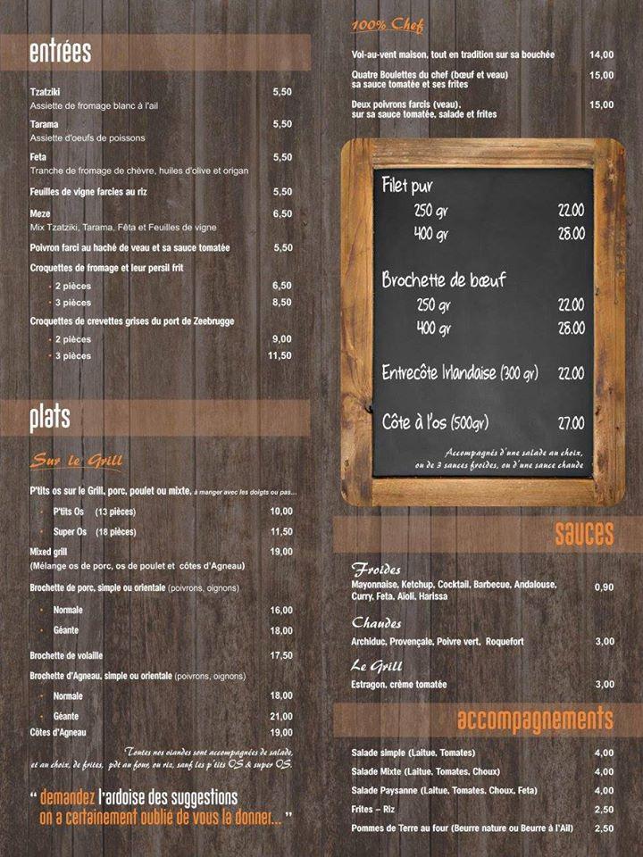 Menu at Le Garden, Evere