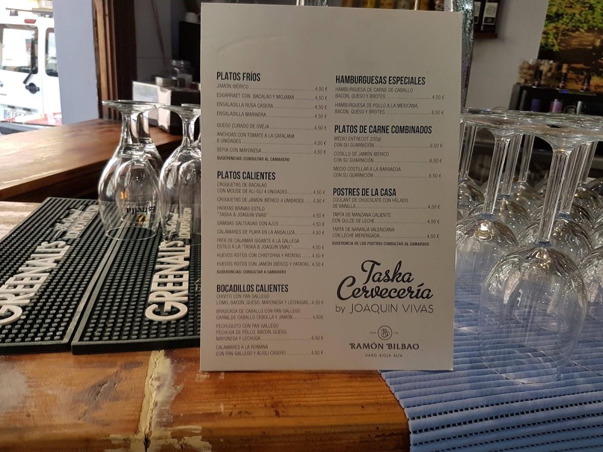Menu at Taska - Cervecería by Joaquín Vivas pub & bar, Valencia