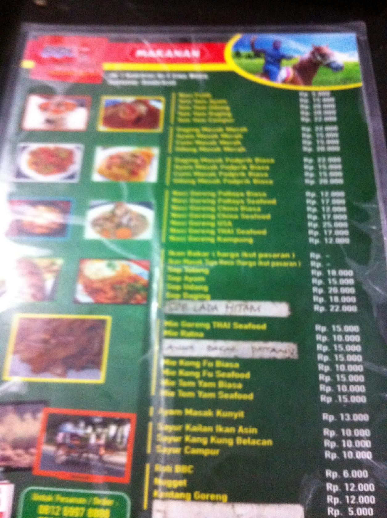 Menu at BBC Cafe & Tomyam Seafood, Banda Aceh