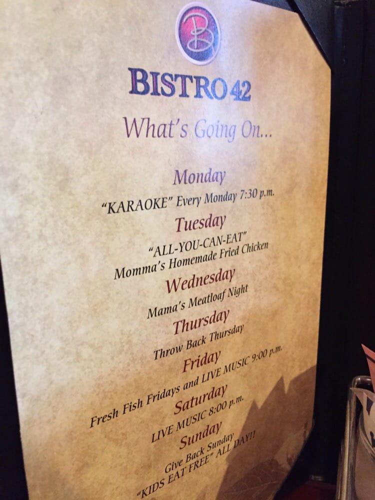 Menu at Bistro 42 restaurant, Prospect, Timber Ridge Dr