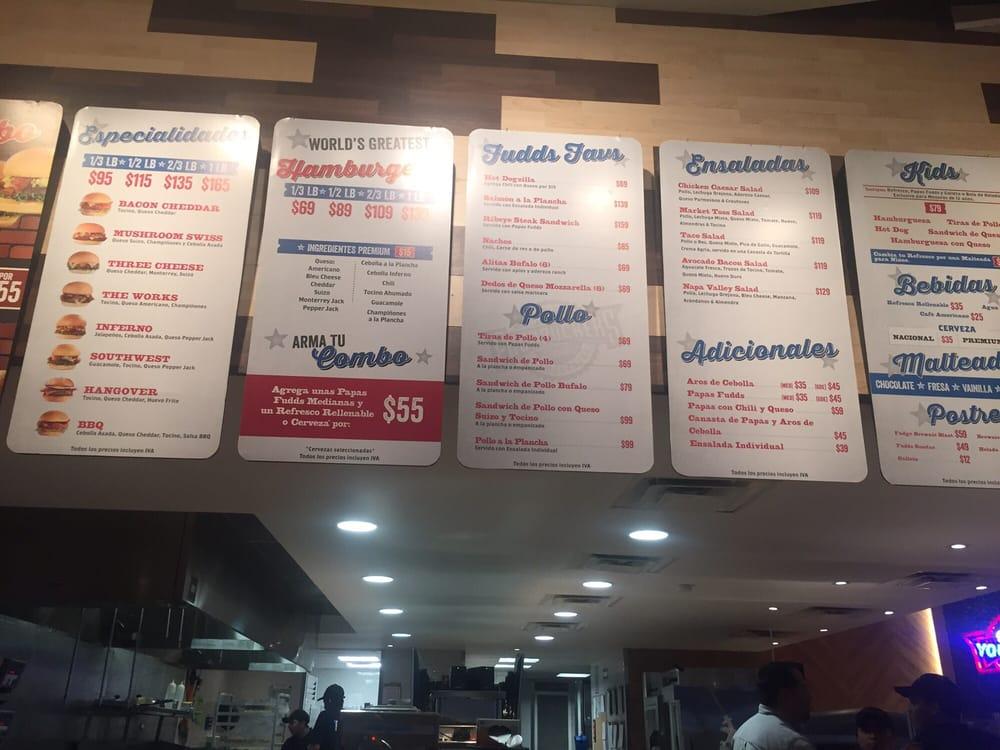 Menu at Fuddruckers restaurant, Merida, C. 24 9124