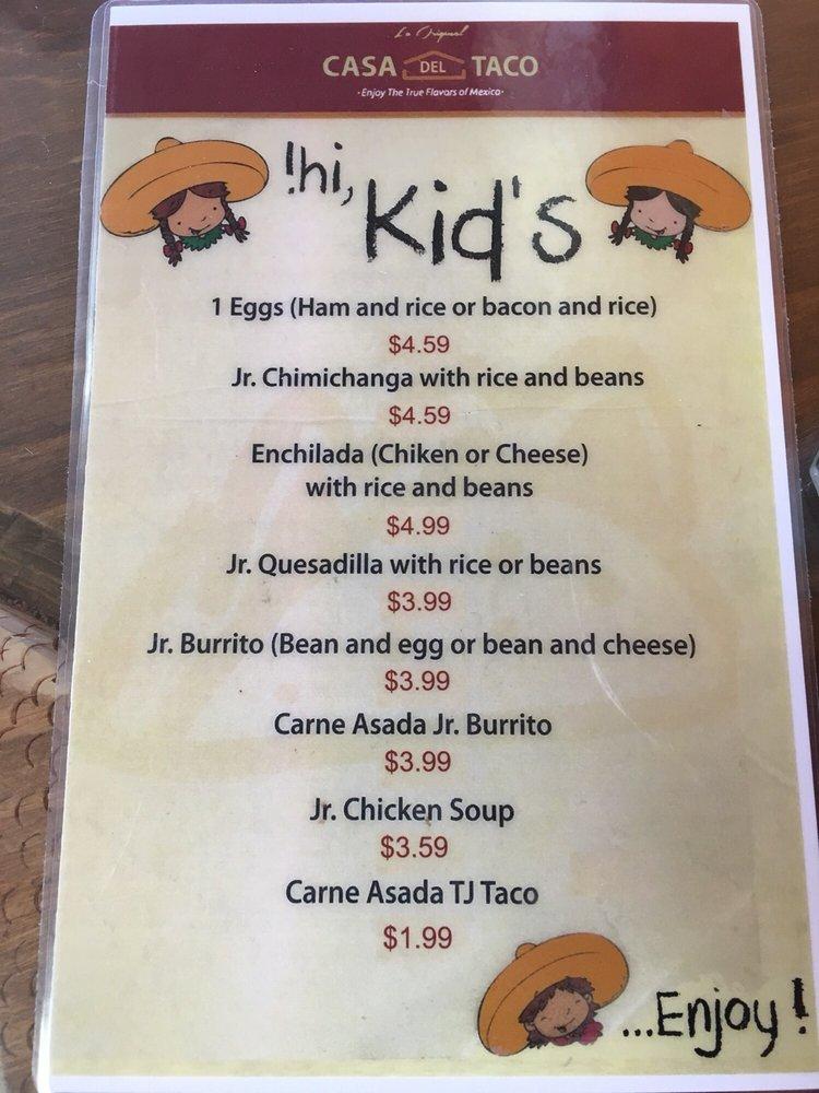 Menu at La Original Casa Del Taco restaurant, National City
